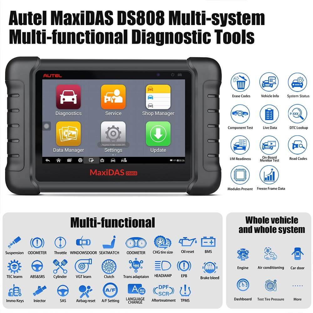Autel MaxiDAS DS808 Diagnostic Scan Tool Full Set – AutelTool.us