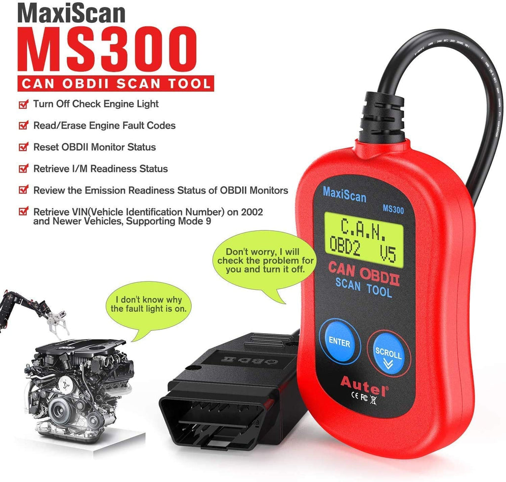 Autel MaxiScan MS300 Universal OBD2 Scanner Car Code Reader CAN ...