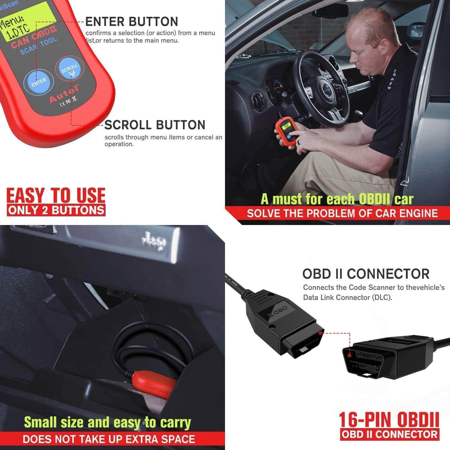 Autel MaxiScan MS300 Universal OBD2 Scanner Car Code Reader CAN ...
